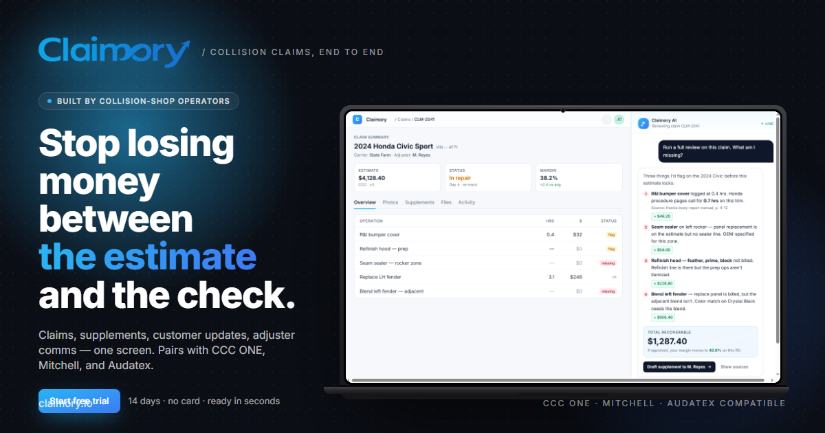 Collision Shop Management Software | Claimory